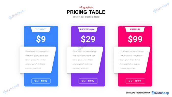 Pricing Table Template for Google Slides and PowerPoint | Slideheap