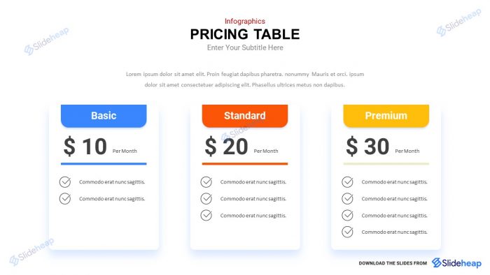Pricing Table Template for Google Slides and PowerPoint | Slideheap