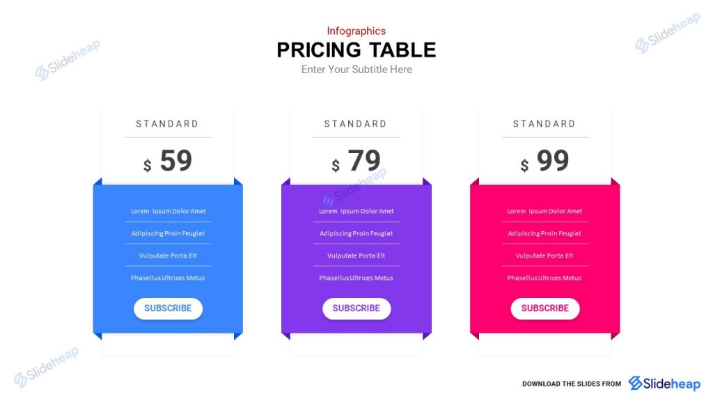 Pricing Table Template for Google Slides and PowerPoint | Slideheap